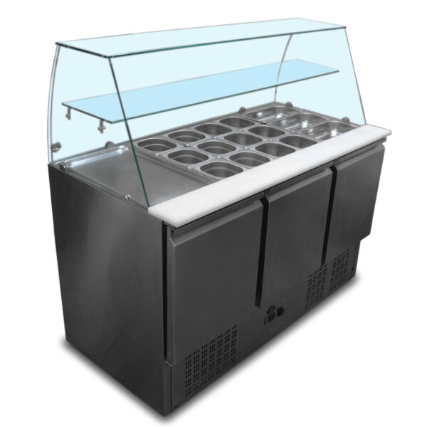 King 3 Door Glass Top Saladette Fridge – Red Hot Chilli Northwest Ltd
